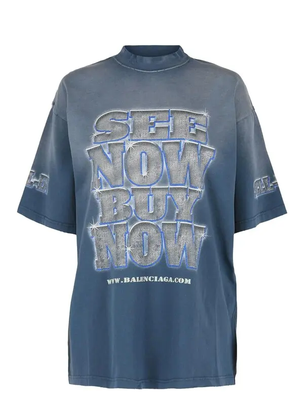 Balenciaga Medium Fit Graphic T-shirt - Blue