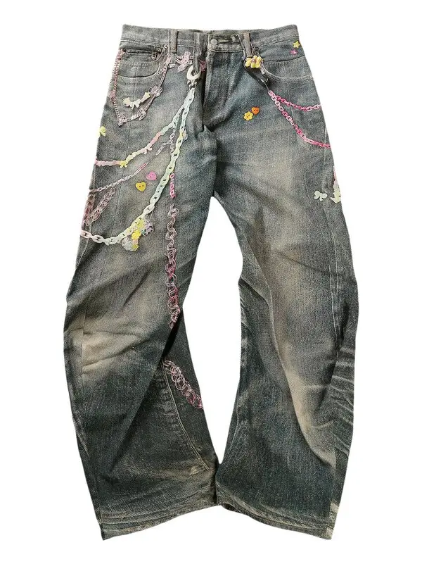 Acne Studios Loose Fit Printed Jeans - Blue