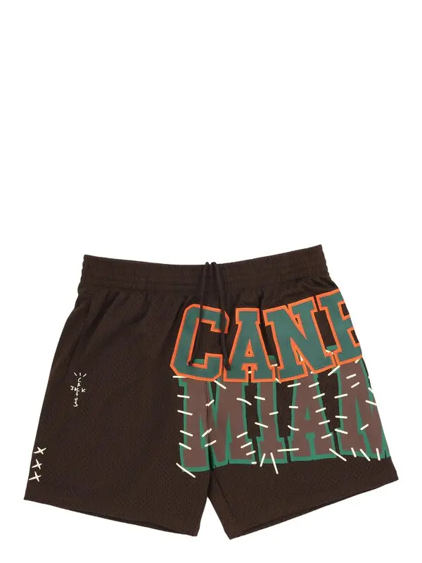 TRAVIS SCOTT Cactus Jack X Mitchell & Ness University Of Miami Shorts - Brown