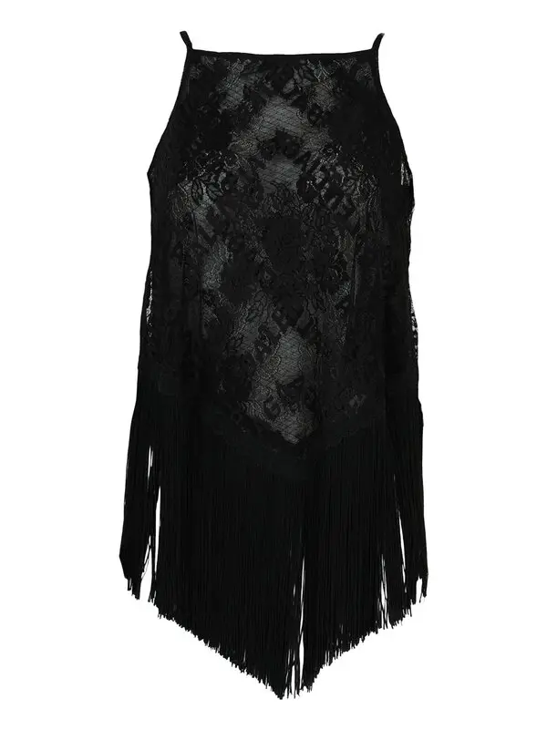 Balenciaga Lace Fringe Halter Top - Black