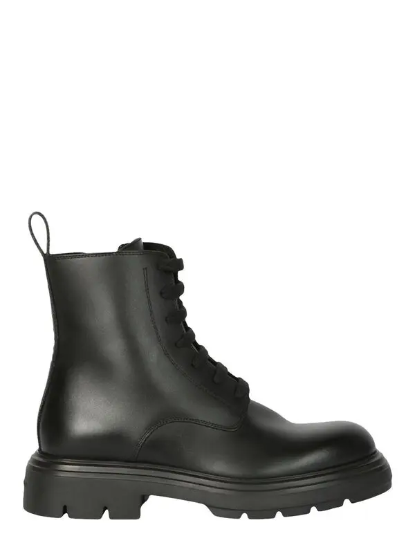 FERRAGAMO Dionne Leather Combat Boots - Black
