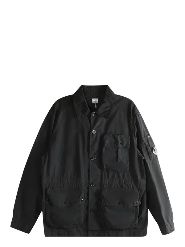 C.P. COMPANY Flatt Nylon Mixed Button Lens Jacket - Black