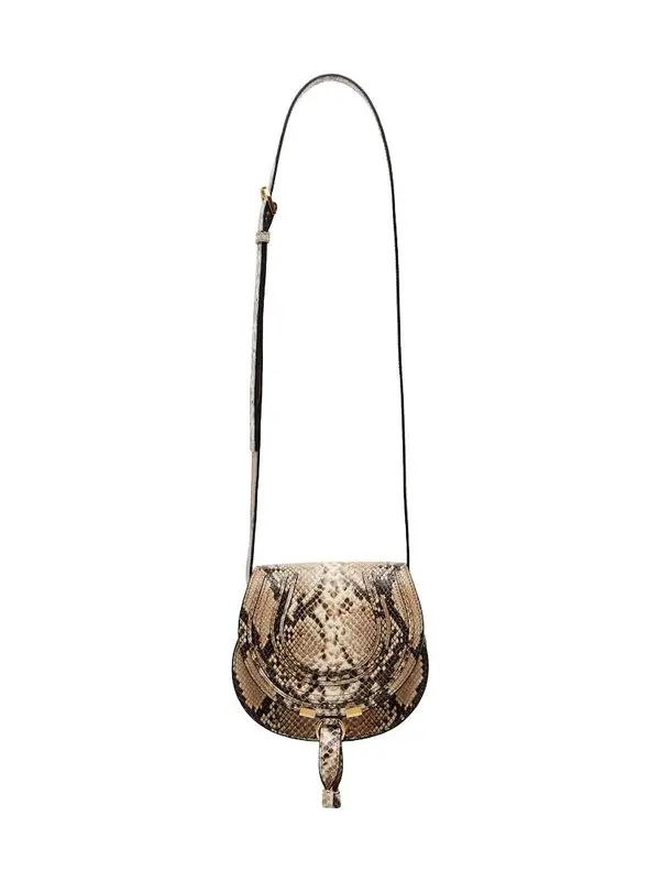 Chloé Marcie Mini Snake-effect Leather Crossbody Bag - Beige