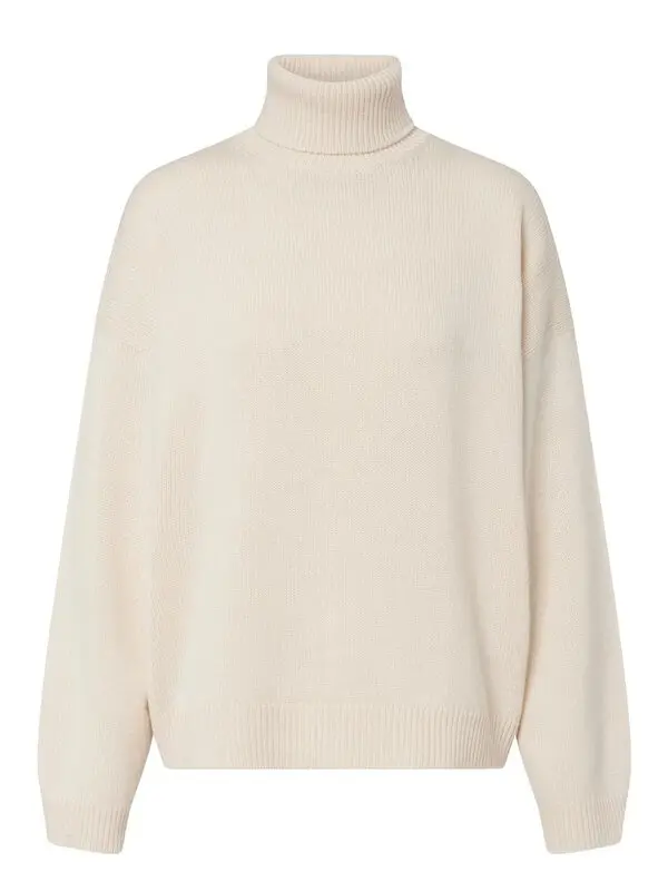 Brunello Cucinelli Monili Cashmere Turtleneck Sweater - White