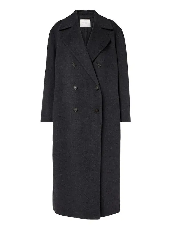 Vince Double-breasted Wool-blend Coat - Grey