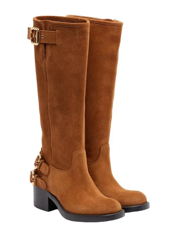 Chloé Dakota Suede Biker Boots - Brown