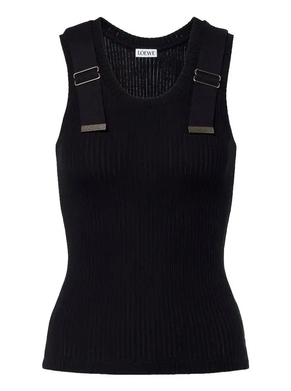 Loewe Ribbed-knit Cotton-blend Tank Top - Black