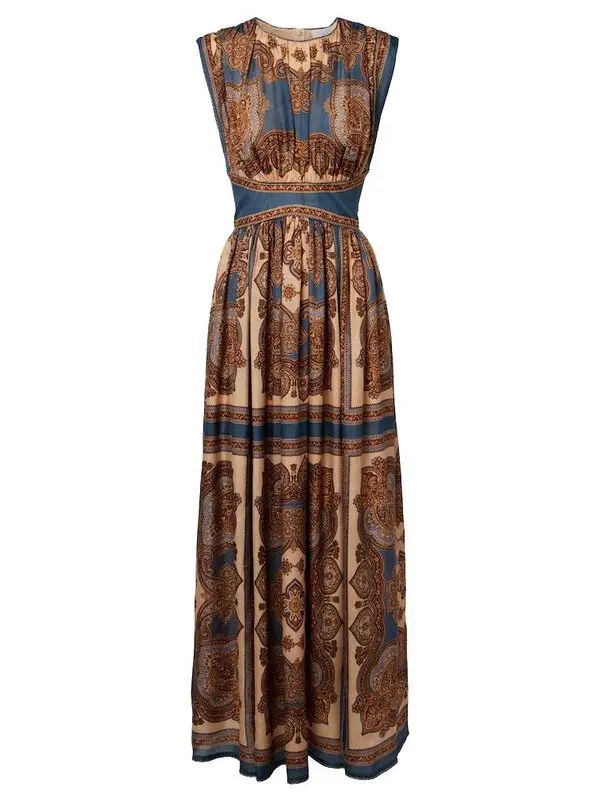 Zimmermann Mahon Printed Silk Maxi Dress - Blue