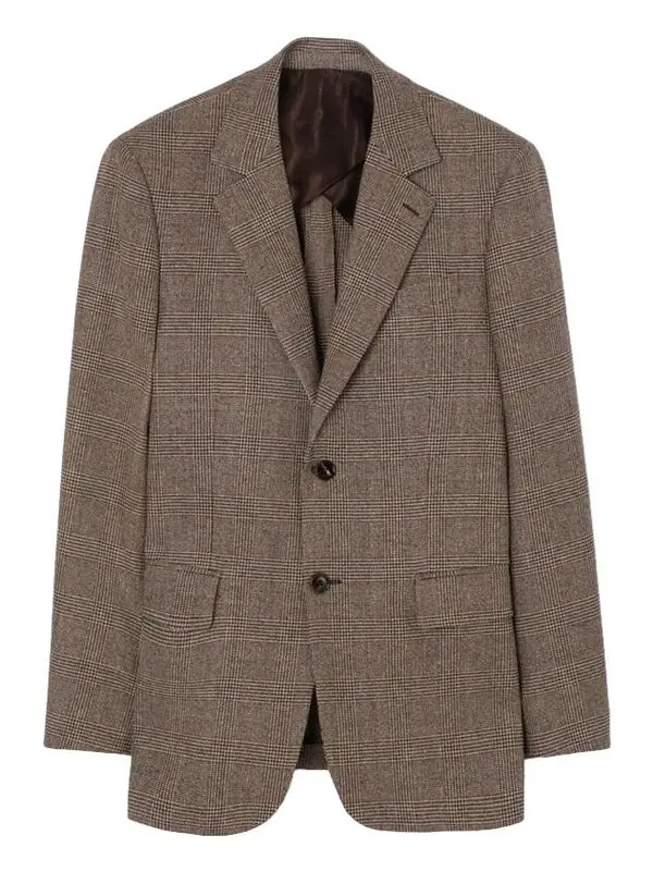 Burberry Checked Wool Linen Blend Sloane Tailored Jacket - Soap Beige/brown