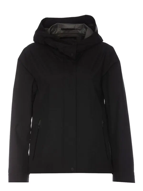 Herno Hooded Cape Jacket With Tiered Design - Black