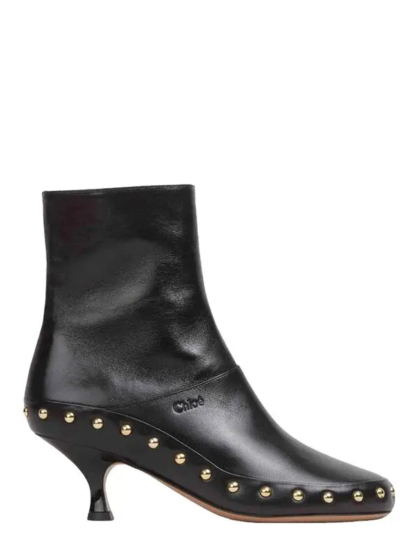 Chloé Junie Leather Boots With Studded Details - Black