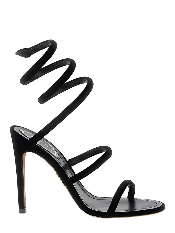 Rene Caovilla Cleo' Velvet Ankle Wrap Sandals - Black