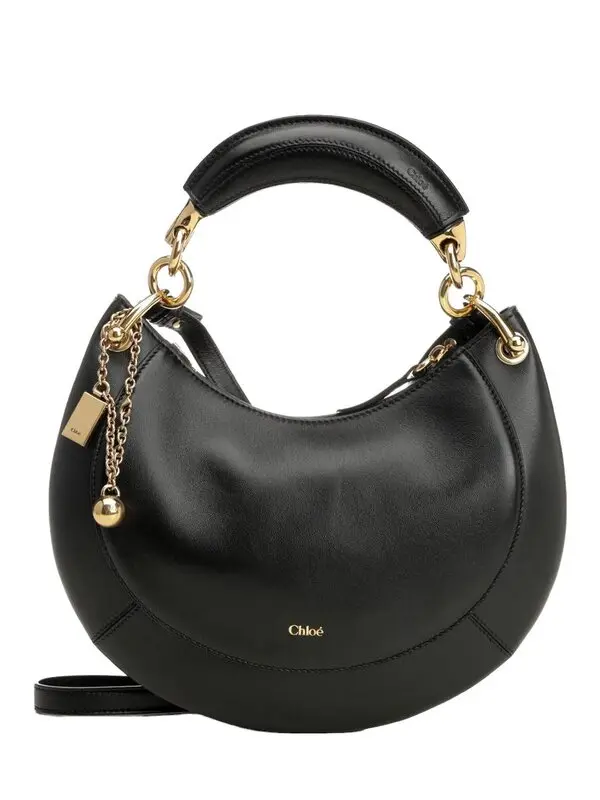 Chloé Half-moon Leather Shoulder Bag With Gold-tone Hardware - Black