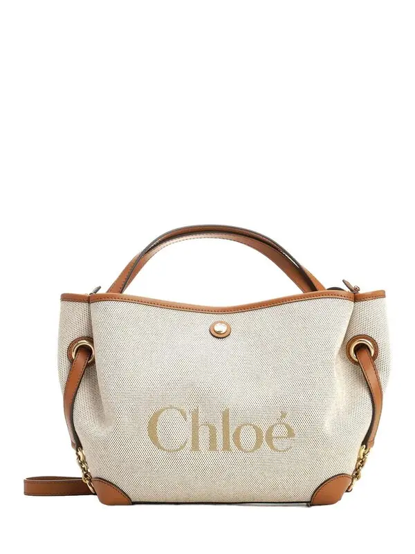Chloé Small Cotton Canvas Bag With Calfskin Trim - White