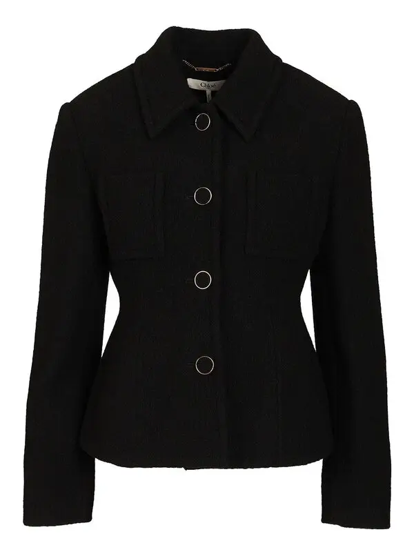 Chloé Single-breasted Tweed Blazer - Black