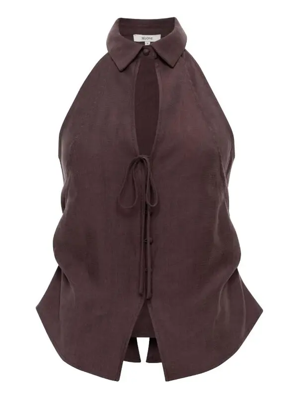 Sélone Nelia Halter Shirt - Brown