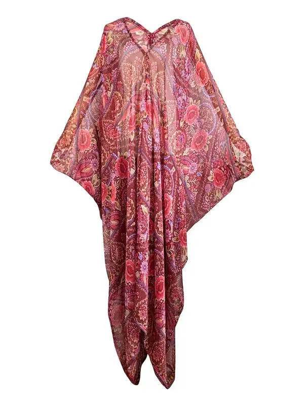 JENNAFER GRACE Lorraine Rose Paisley Caftan - Red
