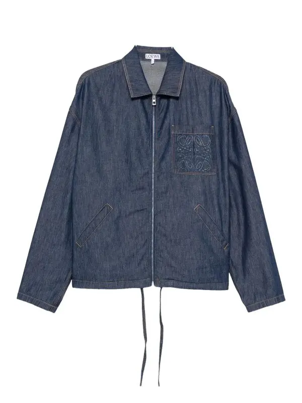 Loewe Denim Zip-up Jacket With Anagram Logo - Blue
