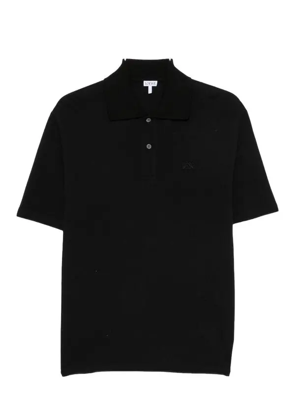 Loewe Anagram Cotton Polo Shirt - Black
