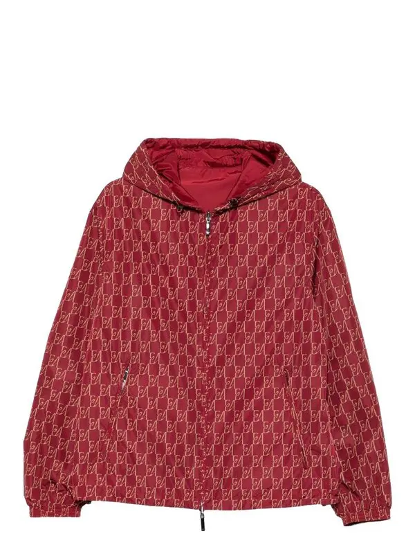 Emporio Armani Reversible Nylon Bomber Jacket With Monogram Print - Red