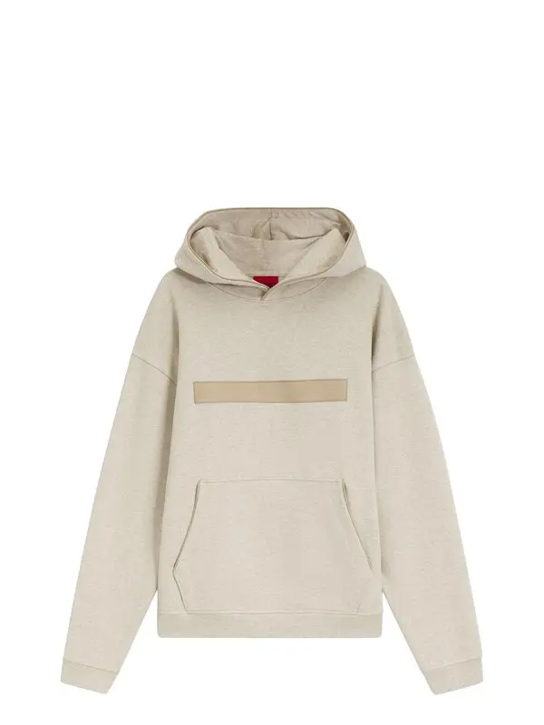 Hugo Relaxed-fit Cotton Terry Hoodie With Wide-set Logo - Light Beige