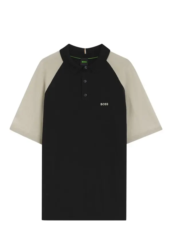 BOSS Active Color-blocked Knit Polo - Black