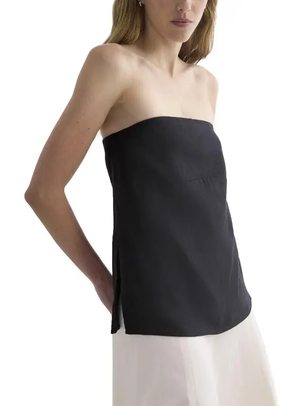 Everlane Stretch Linen Strapless Tube Top - Black
