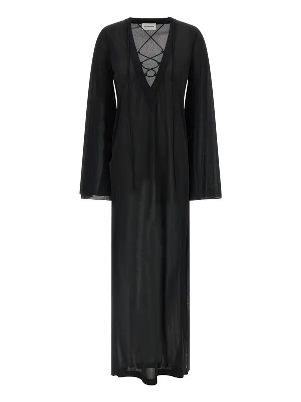 Andamane Ava Long Dress With V-neck - Black