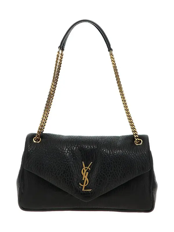 Saint Laurent Calypso Shoulder Bag In Hammered Leather - Black