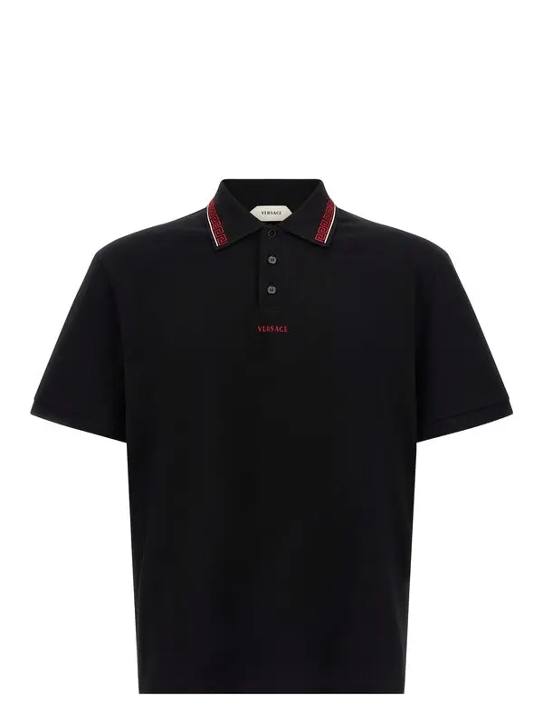 Versace Greca' Polo Shirt - Black
