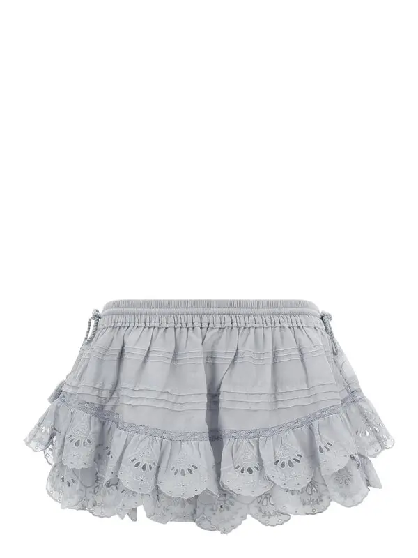 Isabel Marant Étoile Puria' Cotton Shorts With Ruffles And Lace - Blue