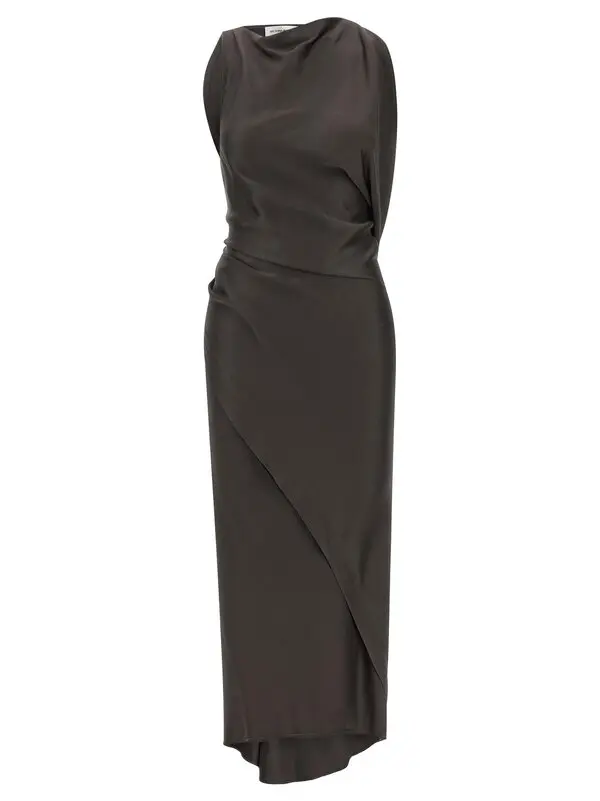 Victoria Beckham Kyra Crêpe Satin Midi Dress - Gray