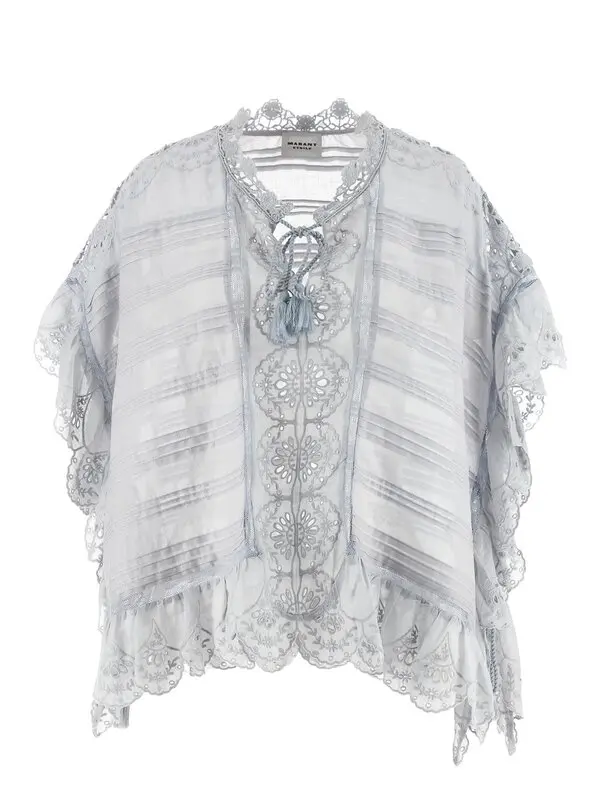 Isabel Marant Étoile Payton' Cotton Top With Lace And Tassels - Blue
