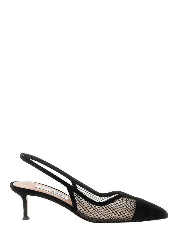 AQUAZZURA Gia Mesh Slingback - Black