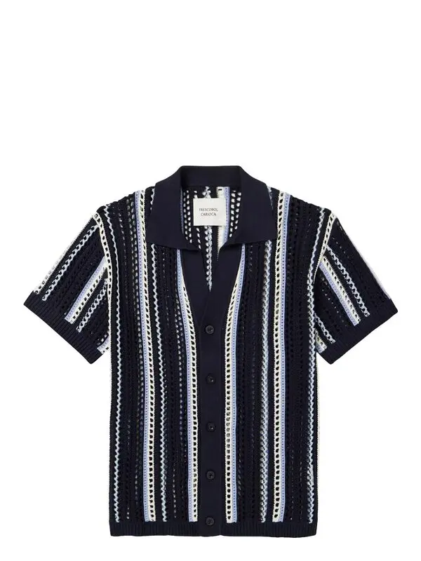 Frescobol Carioca Pinto Crocheted Cotton Shirt - Blue
