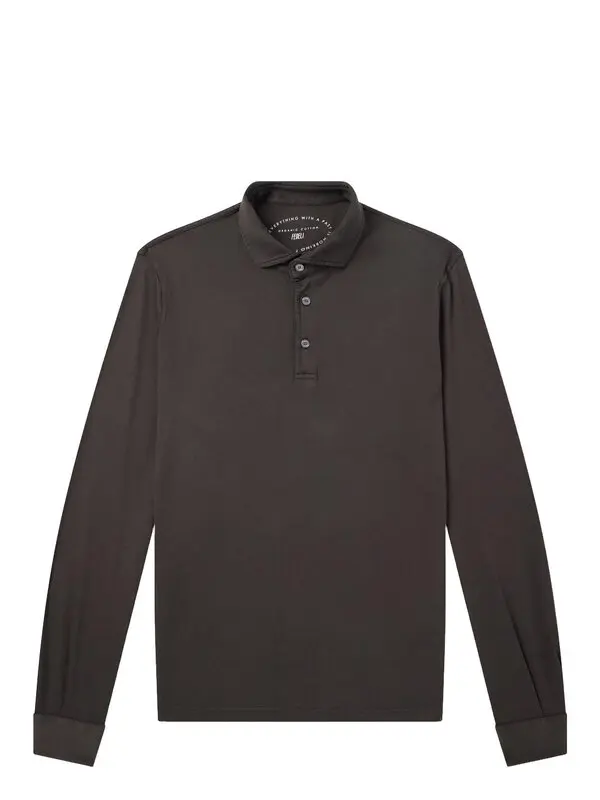 Fedeli Cotton-jersey Polo Shirt - Brown