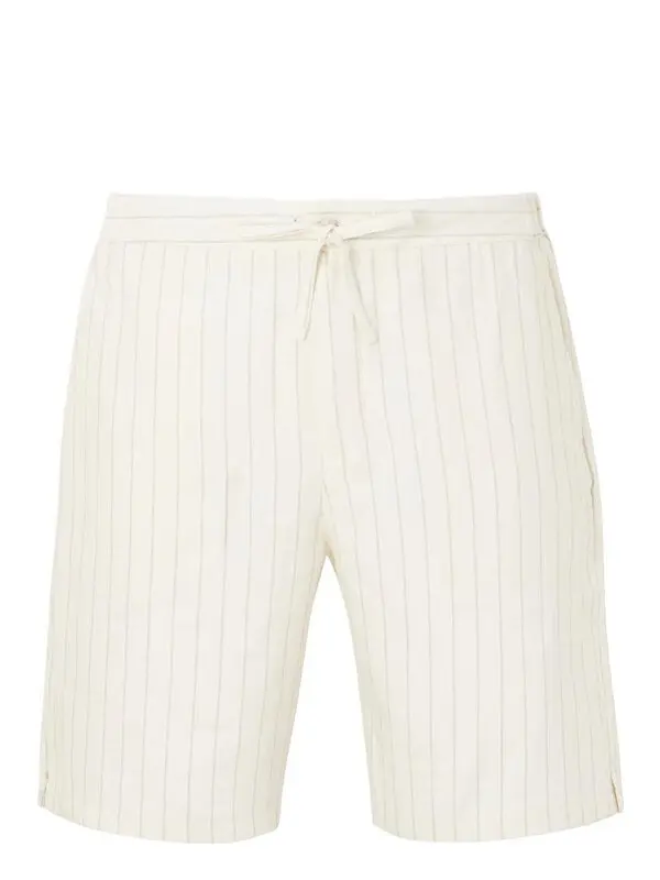 Frescobol Carioca Straight-leg Striped Linen And Cotton-blend Drawstring Shorts - Neutrals