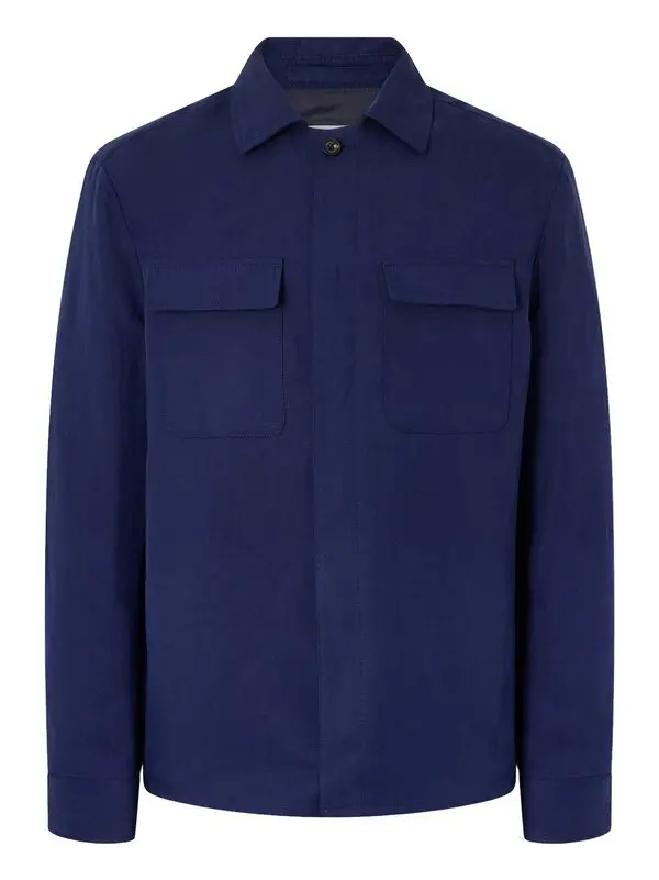 Eleventy Lyocell And Linen-blend Shirt - Blue
