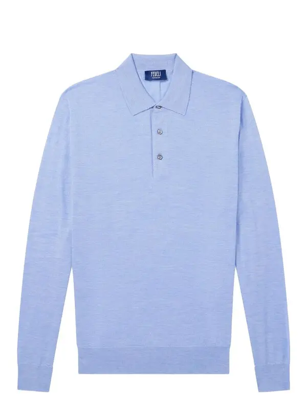 Fedeli Sportman Cashmere And Silk-blend Polo Shirt - Blue