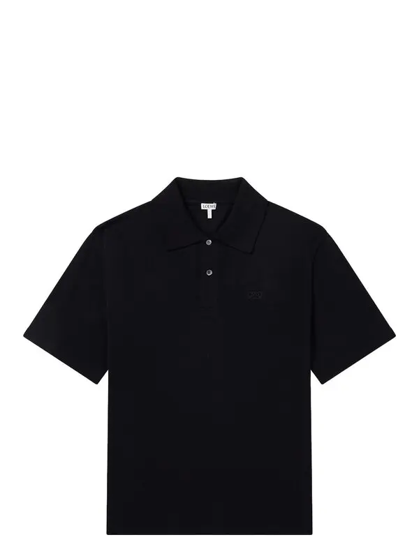 Loewe Anagram-embroidered Cotton-piqué Polo Shirt - Black