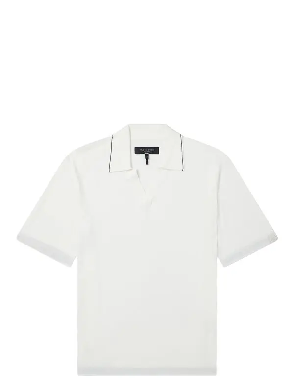 Rag & Bone Conrad Cotton And Silk-blend Polo Shirt - White