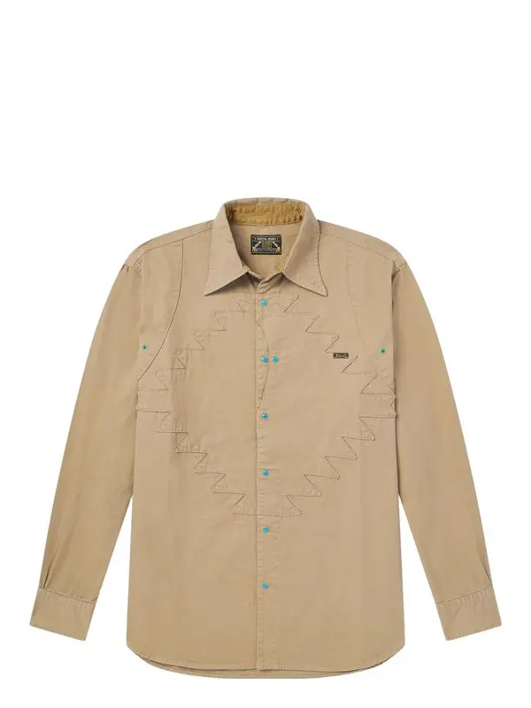 Kapital Thunderbird Panelled Cotton-twill Shirt - Neutrals