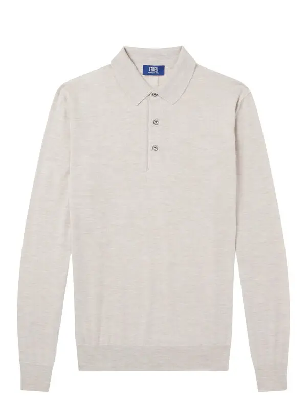 Fedeli Sportman Cashmere And Silk-blend Polo Shirt - Gray