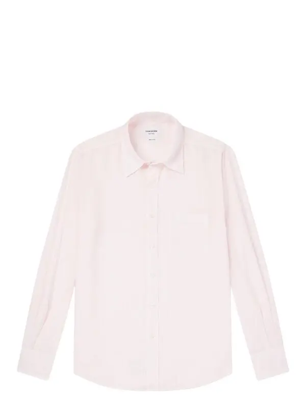 Thom Browne Button-down Collar Garment-dyed Linen Shirt - Pink