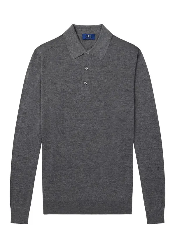 Fedeli Sportman Cashmere And Silk-blend Polo Shirt - Gray