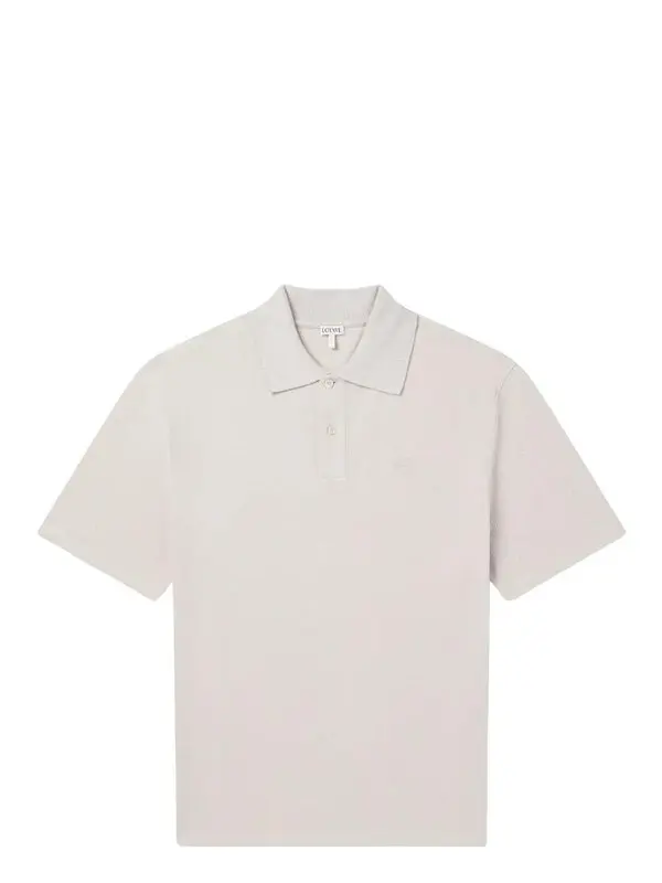 Loewe Anagram-embroidered Cotton-piqué Polo Shirt - Gray