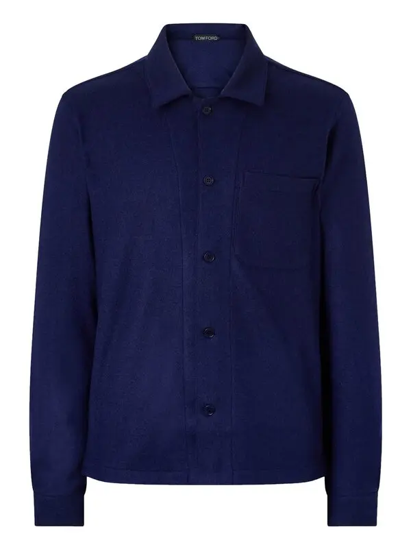 TOM FORD Logo-embroidered Cashmere Shirt - Blue