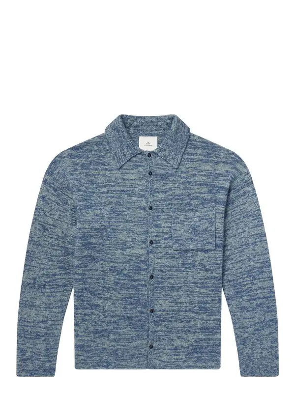 THE ELDER STATESMAN Knitted Cashmere And Silk-blend Cardigan - Blue