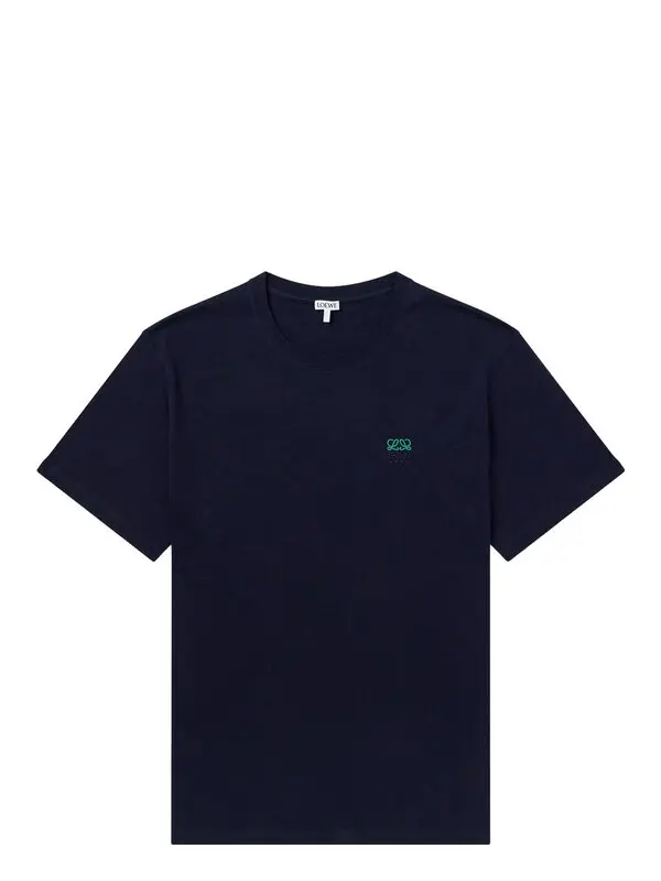 Loewe Anagram-embroidered Cotton-jersey T-shirt - Blue