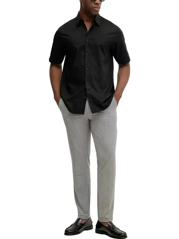 Armani Exchange Logo-jacquard Short-sleeve Shirt - Black